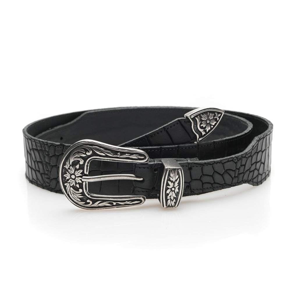Texas Belt in Printed Tuscan Leather – Made in Italy Buckle and Tip